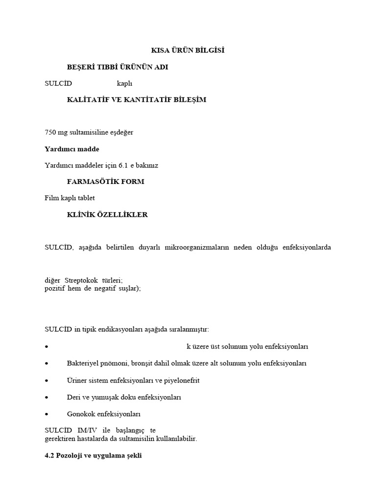 Sulcid 750 MG Film Kapli Tablet Kub | PDF