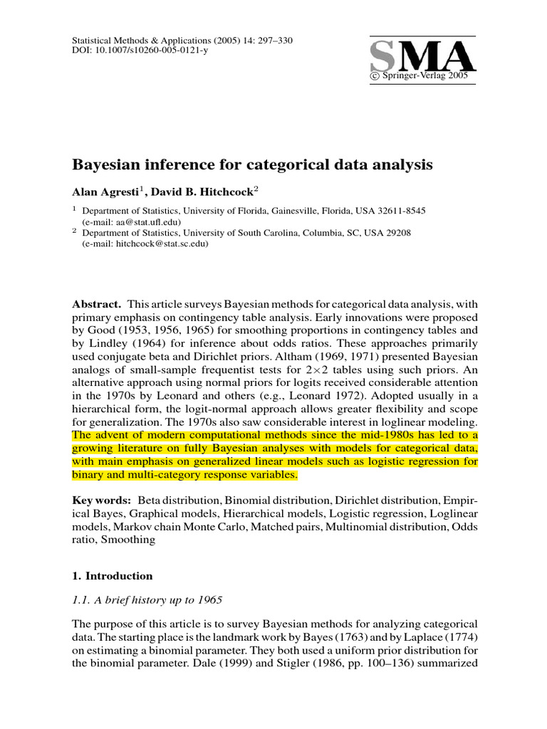 Bayesian CDA | PDF | Bayesian Inference | Statistical Inference Bayesian CDA | PDF | Bayesian Inference | Statistical Inference