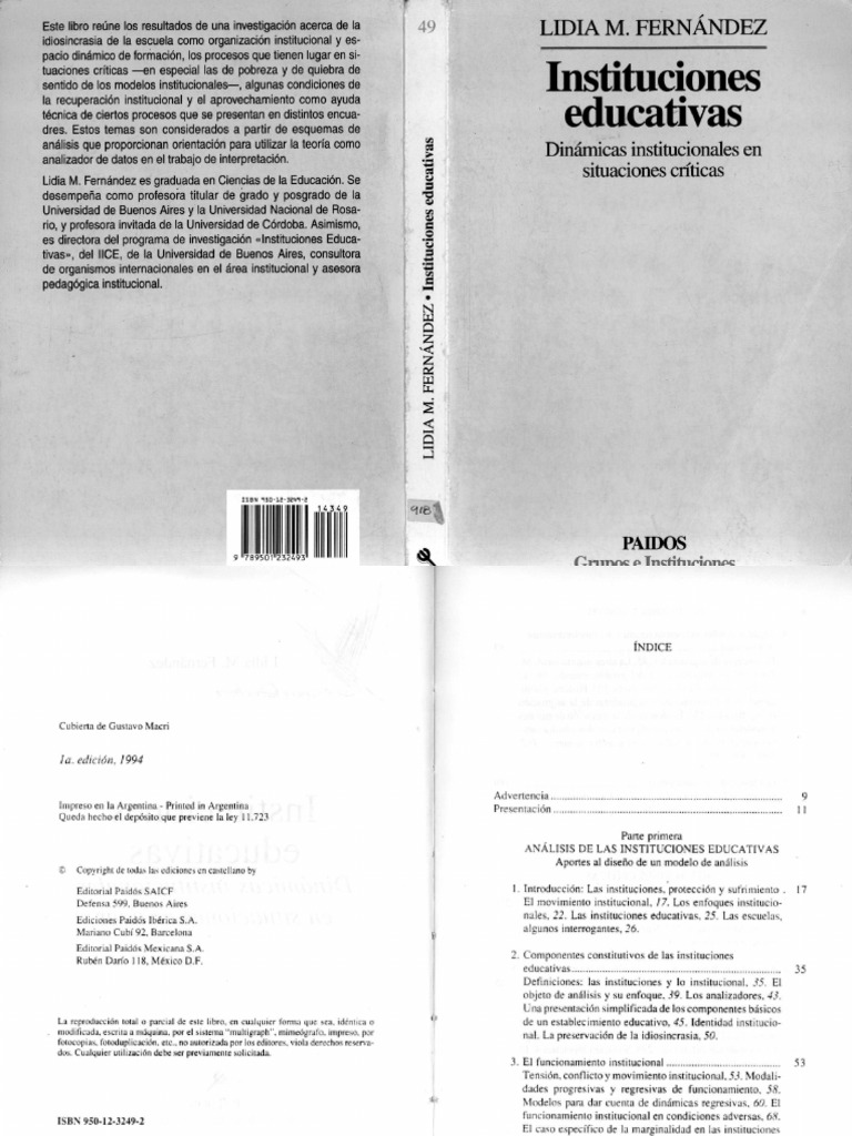 3.lidia Fernández (1994) - Instituciones Educativas (Capítulos 1 y 2 ...