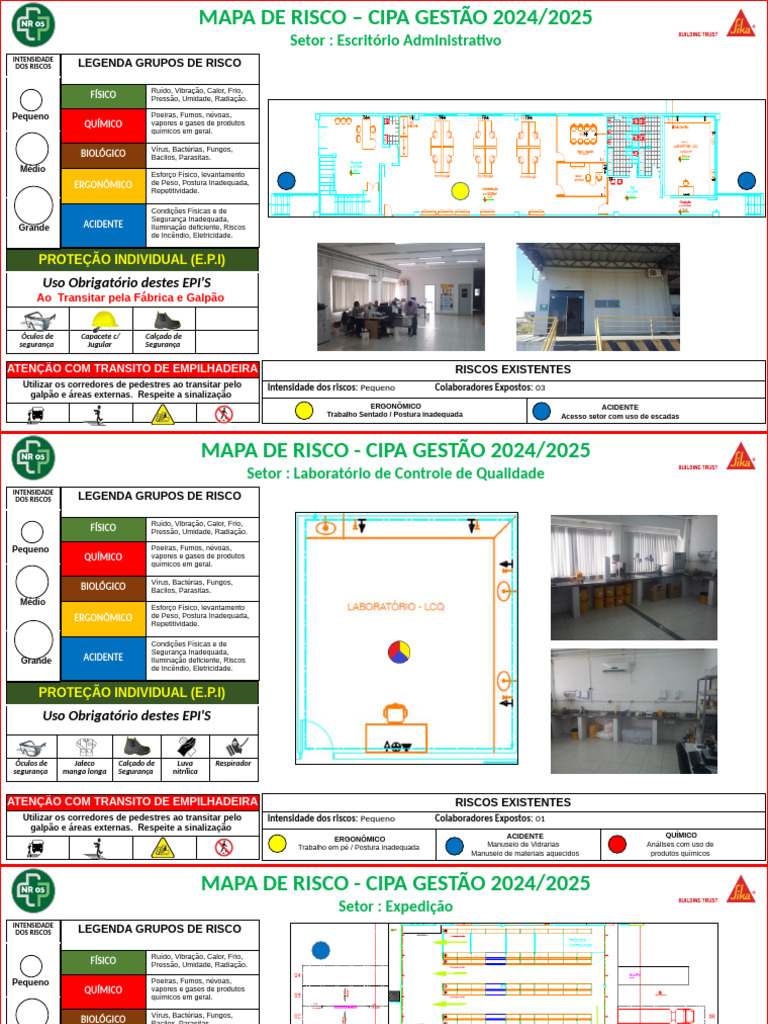 Mapas de Riscos Sika Goiania - Cipa Gestão 2022-2023 | PDF | Capacete | Laboratórios