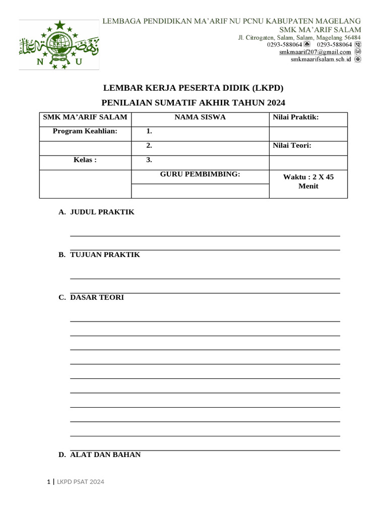 LKPD Psat 2024 | PDF | Seni | Komputer