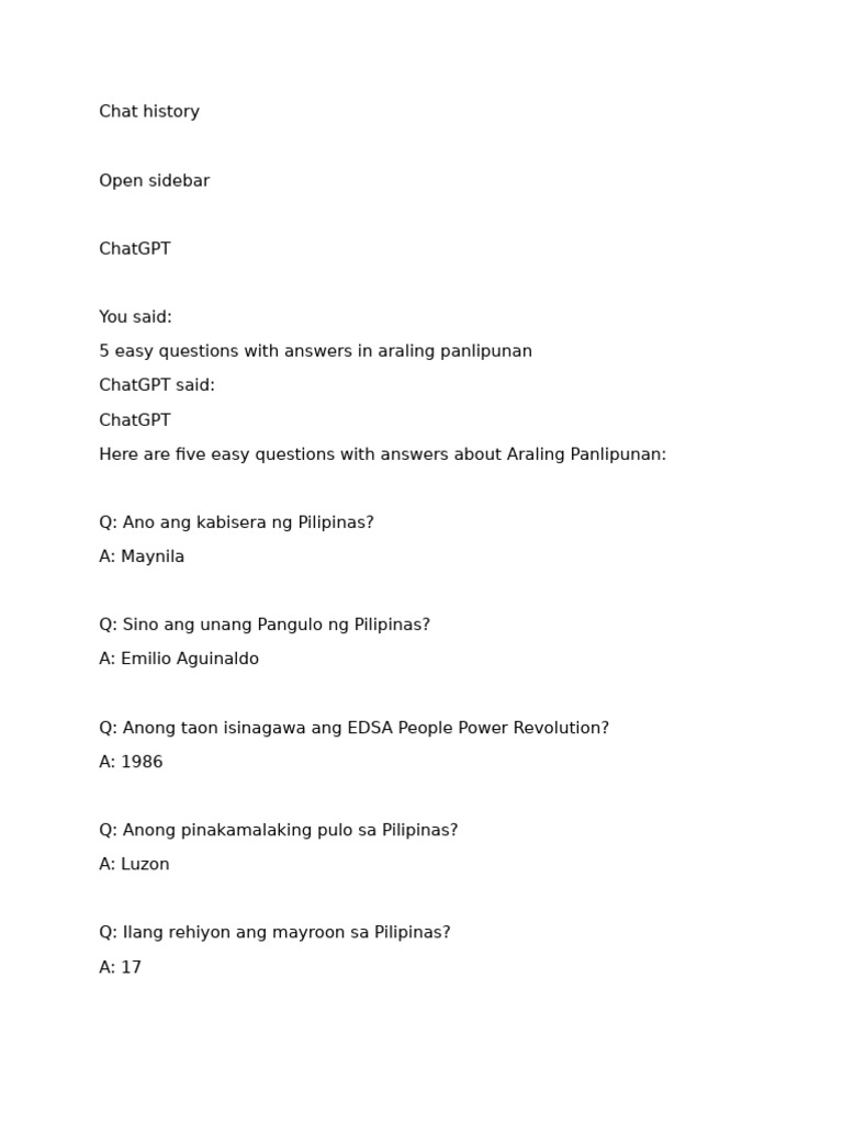 Araling Panlipunan Questions | PDF