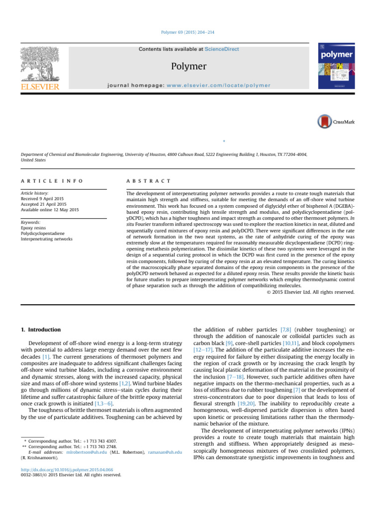 1 s2.0 S0032386115004036 Main | PDF | Epoxy | Activation Energy