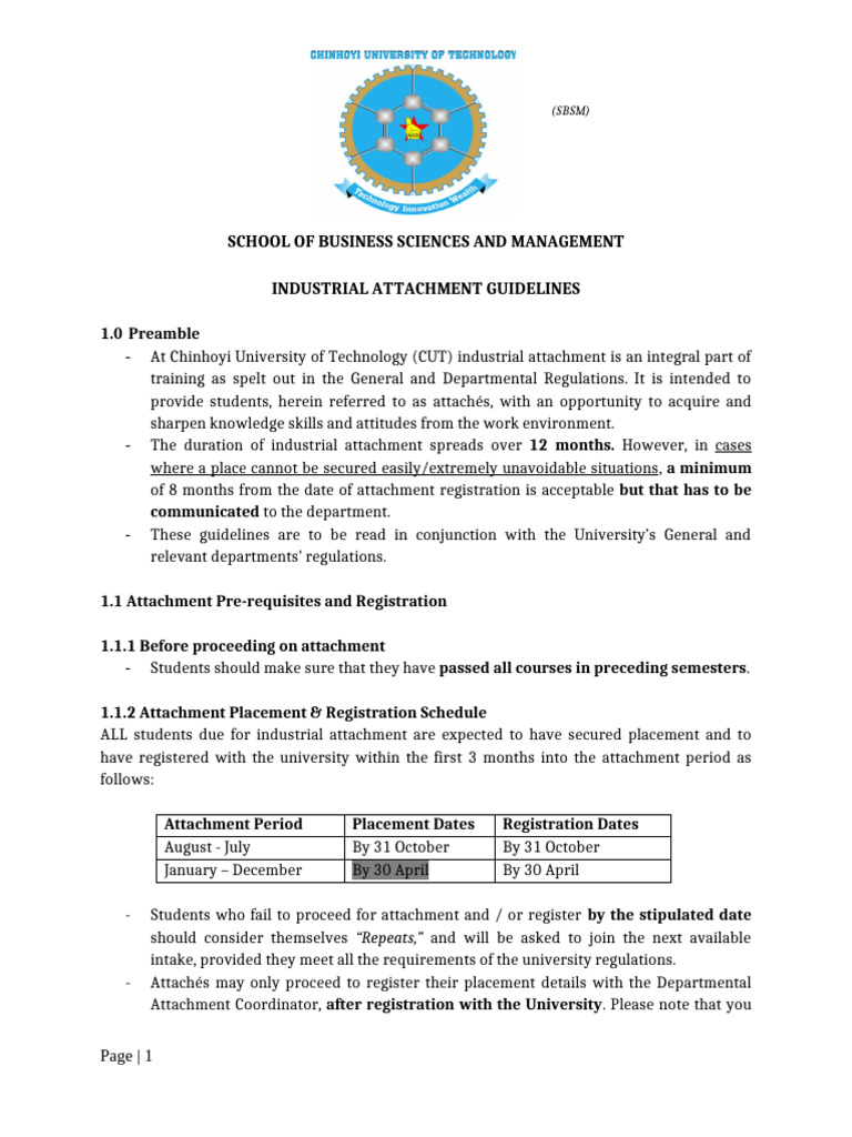 Industrial Attachment Guideline Revised Sbsem | PDF