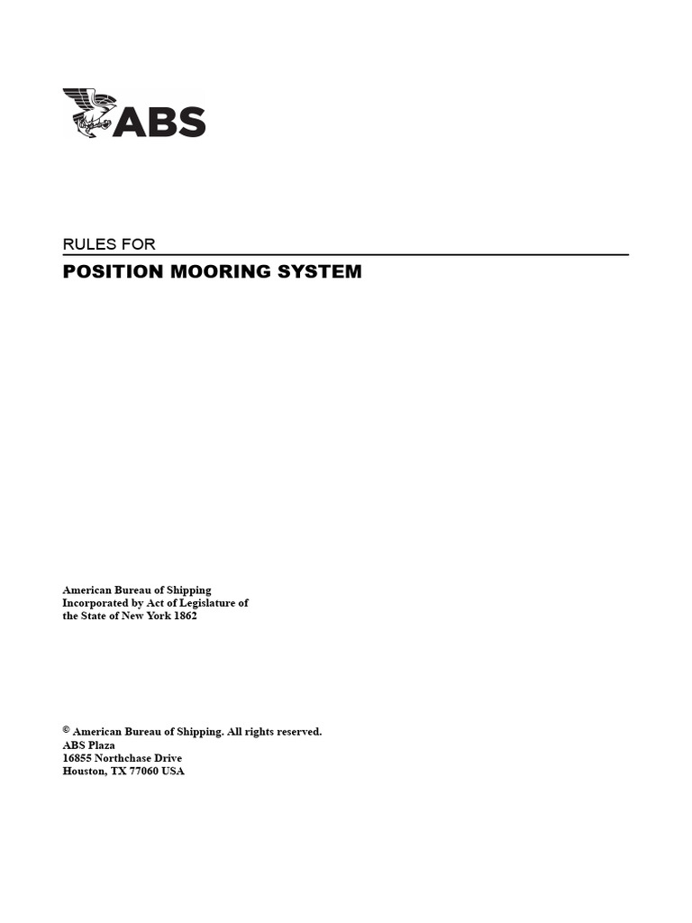 Requirements For Position Mooring System | PDF | Anchor | Rope