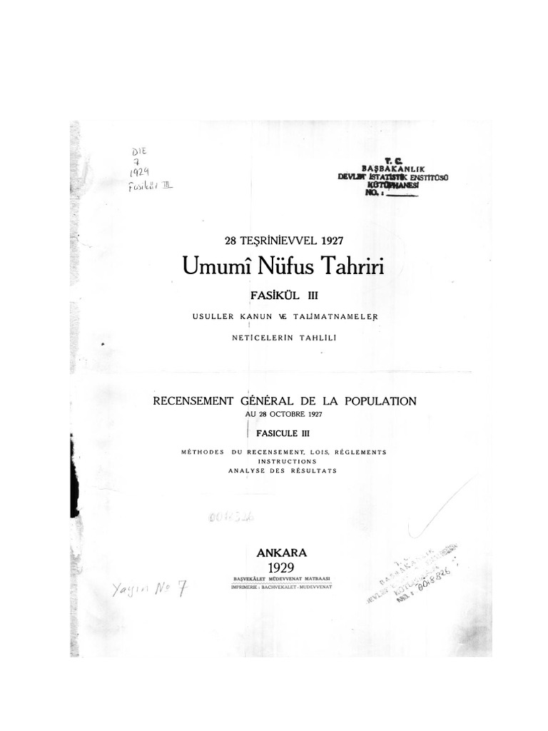 1927 Nüfus Tahri̇ri̇ | PDF
