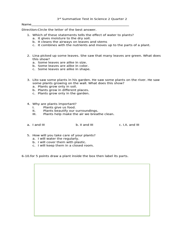 3rd Summative Test in Science 2 Quarter 2 | PDF