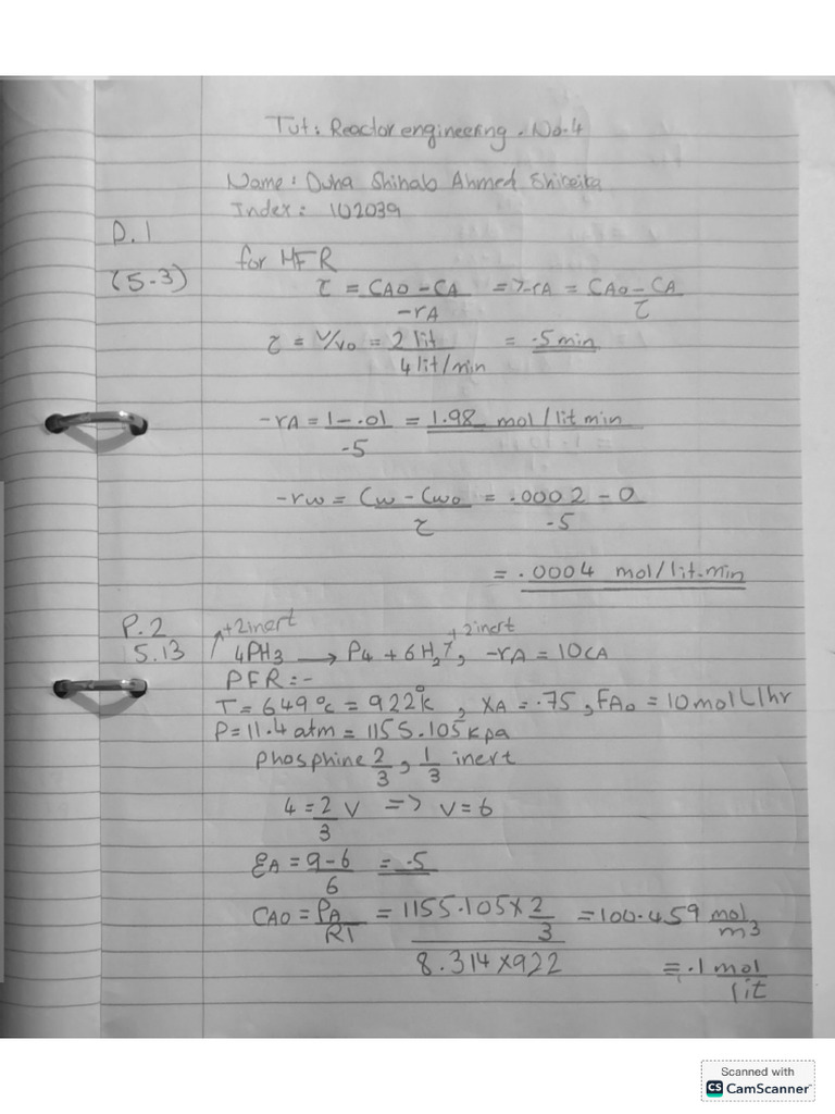 Reactor Tut.4 (My Solution) | PDF