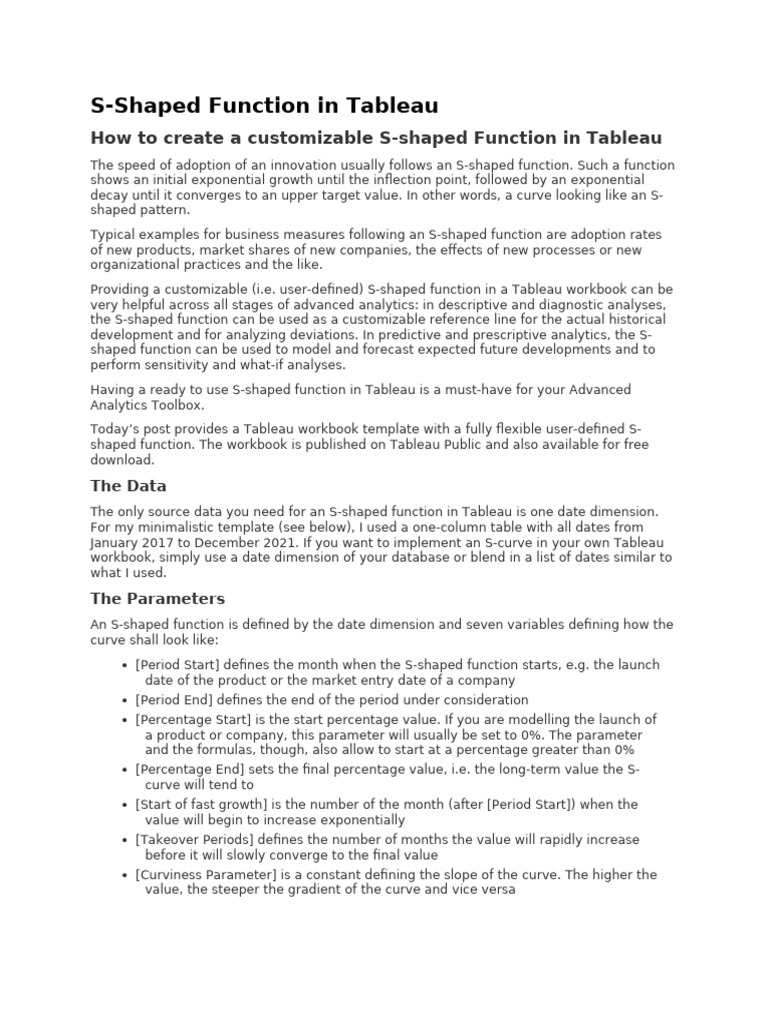 Customizable S-Curve in Tableau | PDF | Function (Mathematics ...
