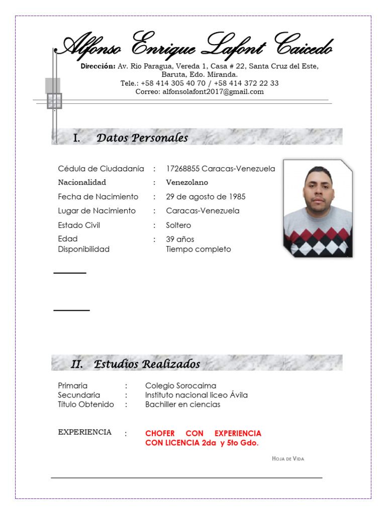 Alfonso Enrique Lafont Caicedo | PDF