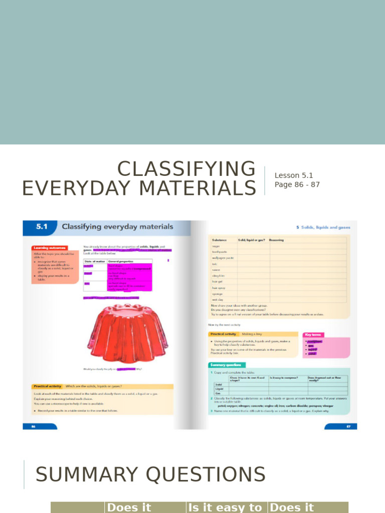 Lesson 5.1 Classifying Everyday Materials | PDF