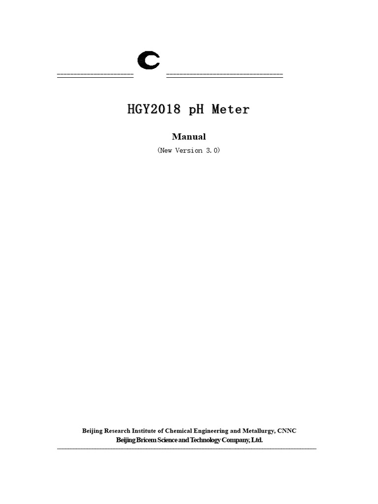 HGY2018 pH Meter Calibration Manual | PDF | Ph | Instrumentation