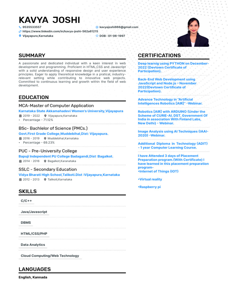 Kavya Joshi Resume | PDF | Machine Learning | Agriculture