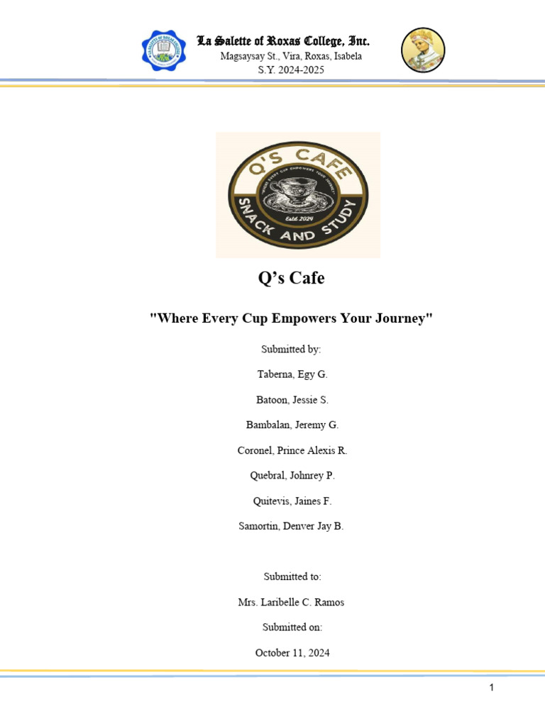 Qs Cafe Business Plan | PDF | Cakes | Breads