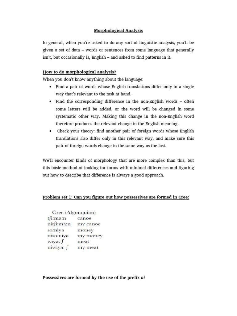 Morpho Analysis 1 | PDF | Morphology (Linguistics) | Plural