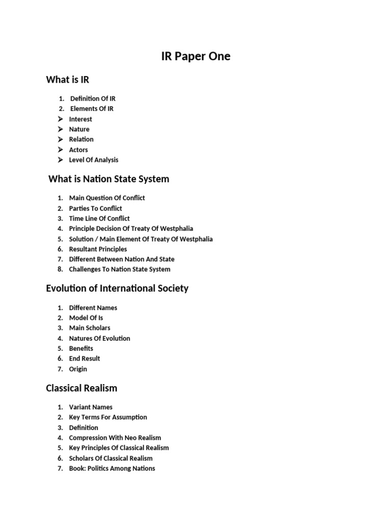 IR Paper One | PDF | Immanuel Kant | Liberalism