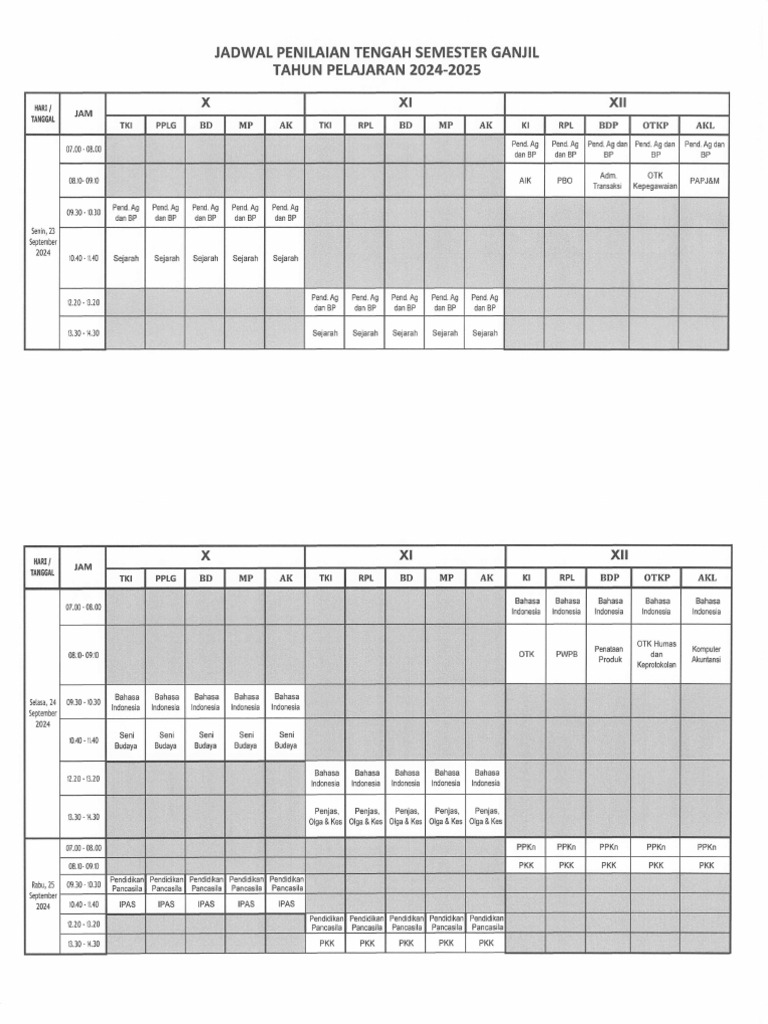 Jadwal Pengawas PTS-1 | PDF