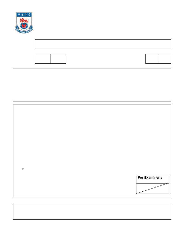 2024 Hyss Prelim Sec 4g2 Math QP p1 | PDF | Perpendicular | Triangle