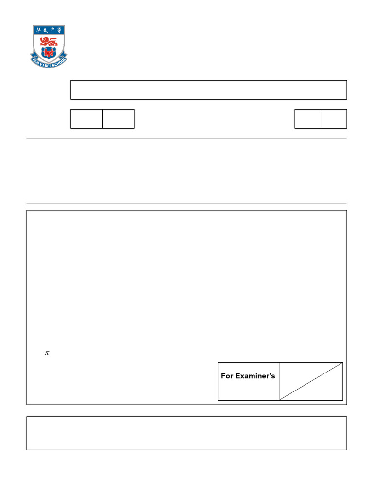 2024 HYSS - S4-5 G3 MA Prelim - Paper 1 - QP For Sharing | PDF | Equations | Area