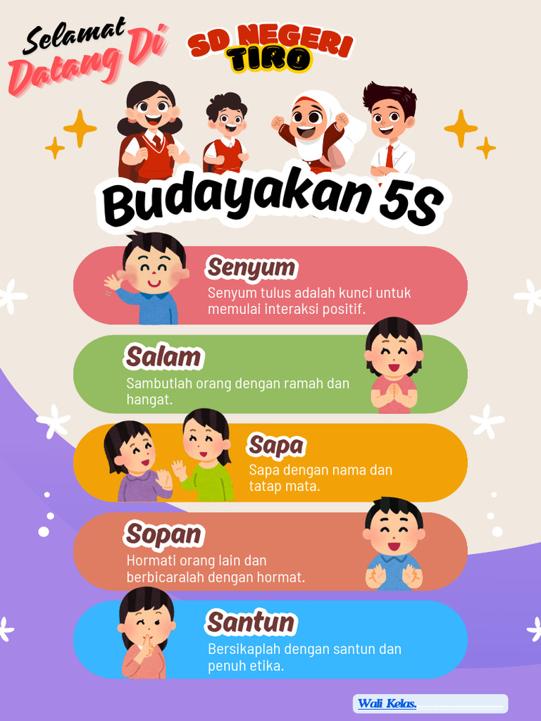 Cokelat Ilustrasi Anak Budayakan Senyum Salam Sapa Sopan Santun Poster ...