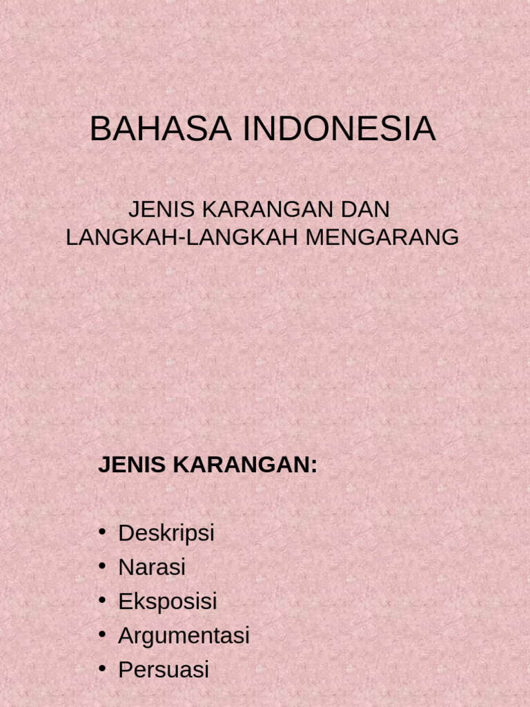 Jenis Karangan Dan Langkah Langkah Mengarang | PDF