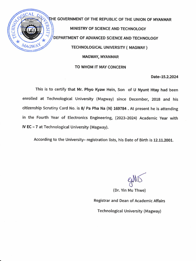 Mr. Phyo Kyaw Hein | PDF