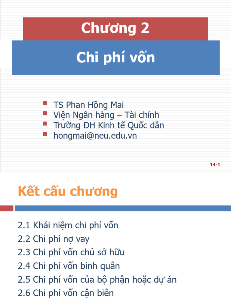 TCDN2 - Handout - Chuong 2 - Chi Phi Von - 24.11.2023 | PDF