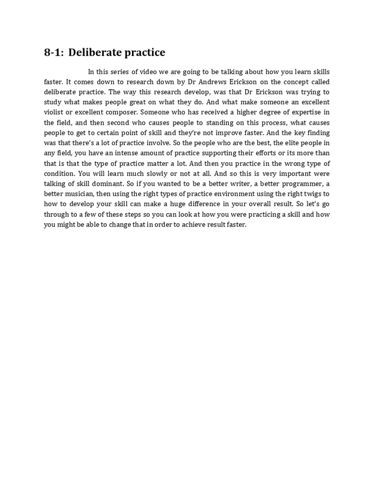Mastering Skills with Deliberate Practice | PDF | Cognition