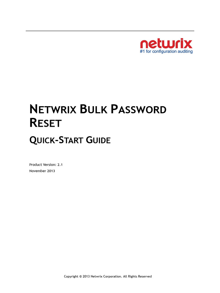 Netwrix Bulk Password Reset Quick Start Guide | PDF | Password | Port (Computer Networking)