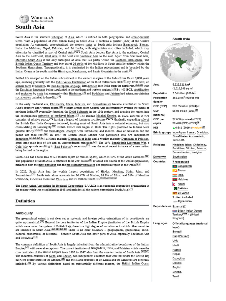 South Asia | PDF | South Asia | Indian Subcontinent