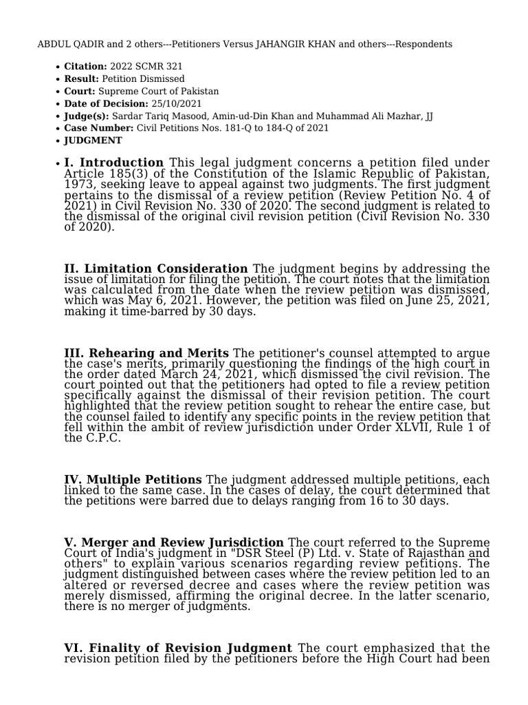 2022 SCMR 321 | PDF | Judgment (Law) | Appeal