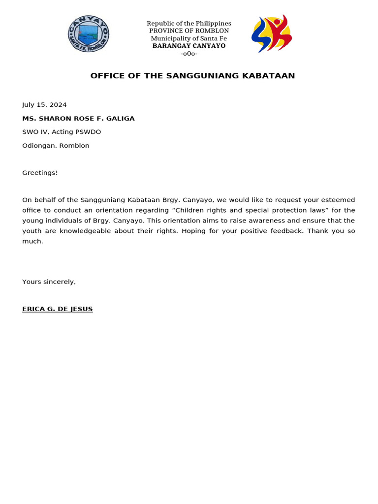 Request Letter DSWD | PDF