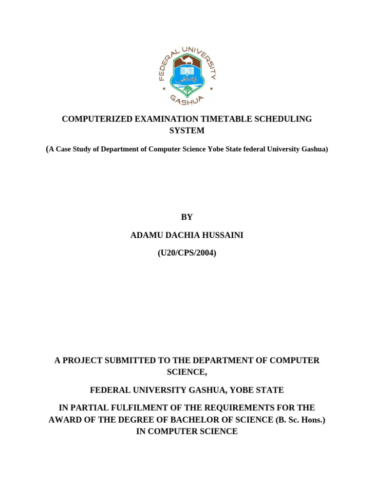 My Project Computerized Examination Timetable Scheduling System | PDF | Mathematical ...