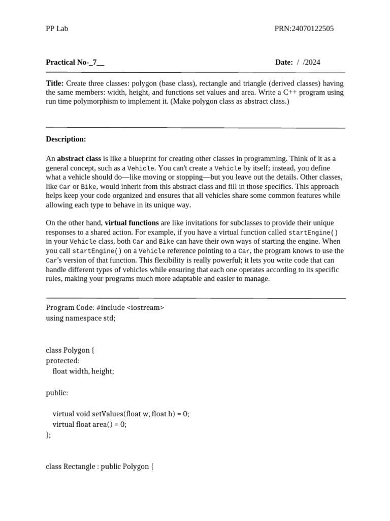 Virtual Fucntion | PDF | Inheritance (Object Oriented Programming) | Class (Computer Programming)