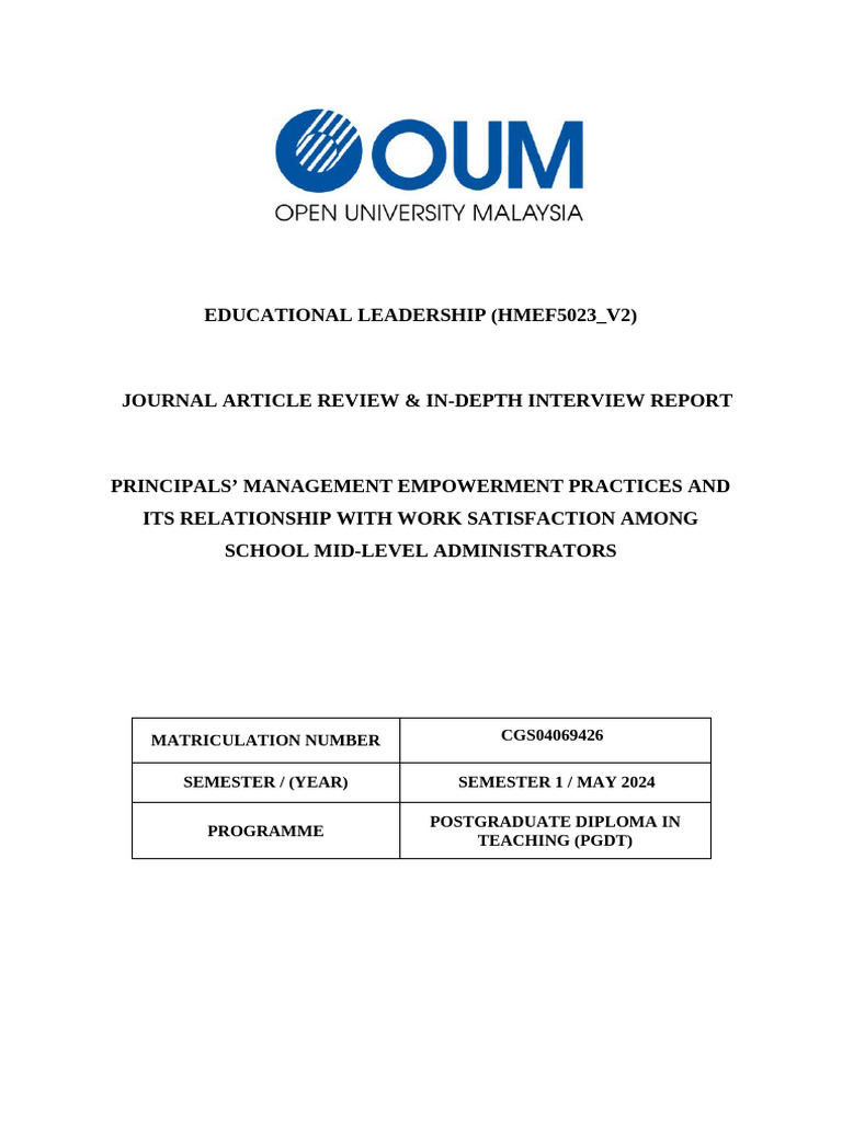 CGS04069426 Hmef5023 V2 | PDF | Survey Methodology | Leadership