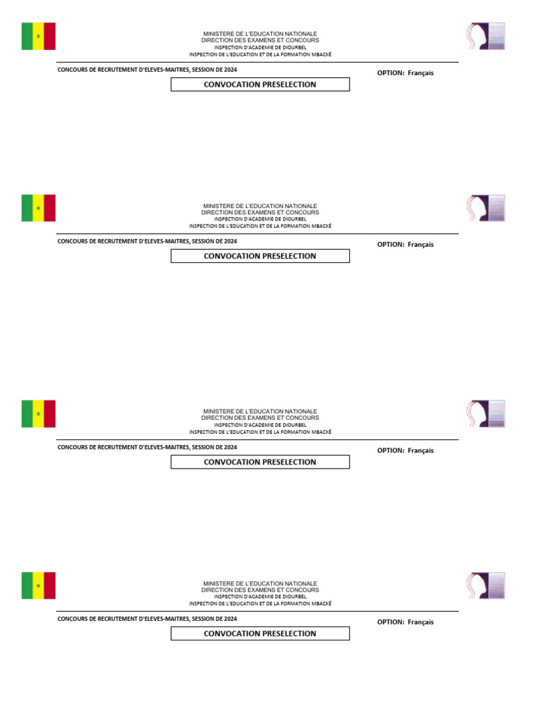 Convocation Concours Élèves-Maîtres 2024 | PDF | Politique intérieure ...