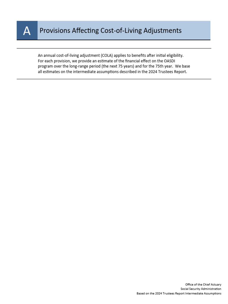 Cola Summary | PDF | Cost Of Living | Social Security (United States)