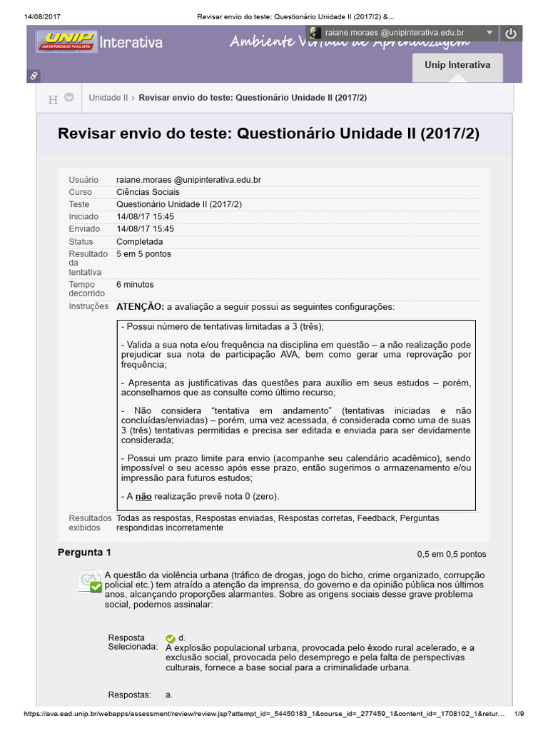 Revisão do Questionário Unidade II: Ciências Sociais | PDF ...