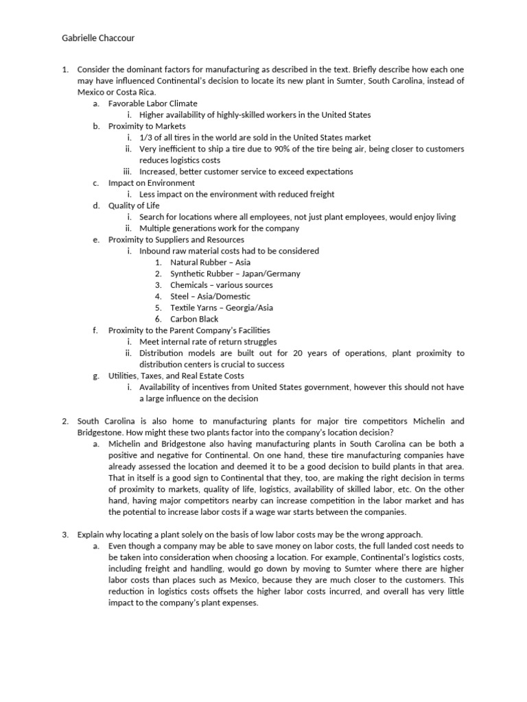 Chapter 13 Case Analysis - Gabrielle Chaccour | PDF | Tire | Wage