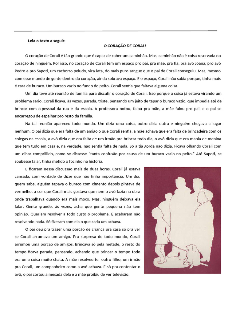 O Buraco no Coração de Corali | PDF | Artes Linguísticas e Disciplina ...