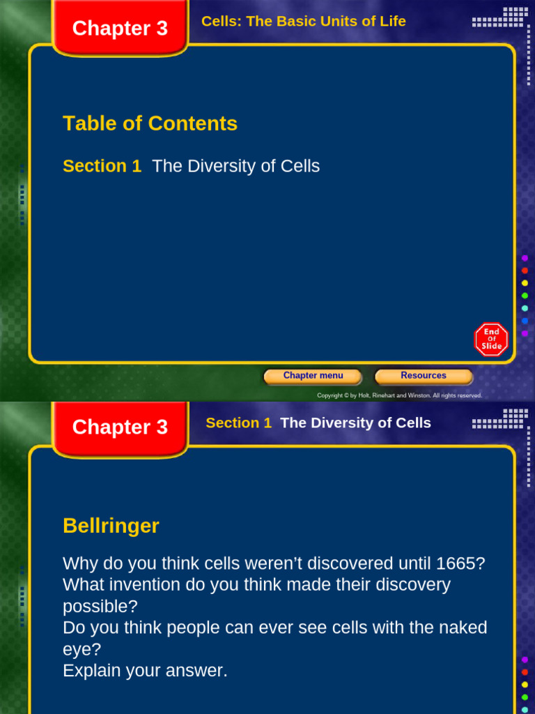 The Diversity of Cells Chapter 3 Section 1 | PDF | Cell (Biology ...
