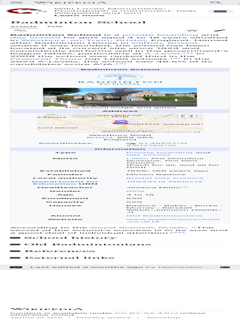 Badminton School - Wikipedia | PDF | Wikipedia | Collective Intelligence