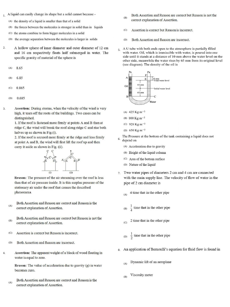 Fluids Practice XII | PDF