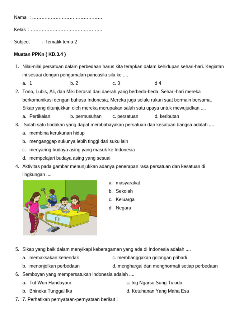 Soal PTS Kls 6 Tema 2 | PDF
