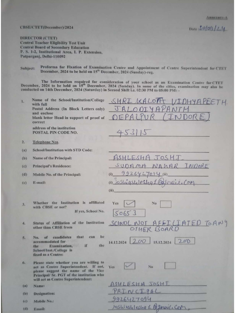 Ctet Performa Image | PDF