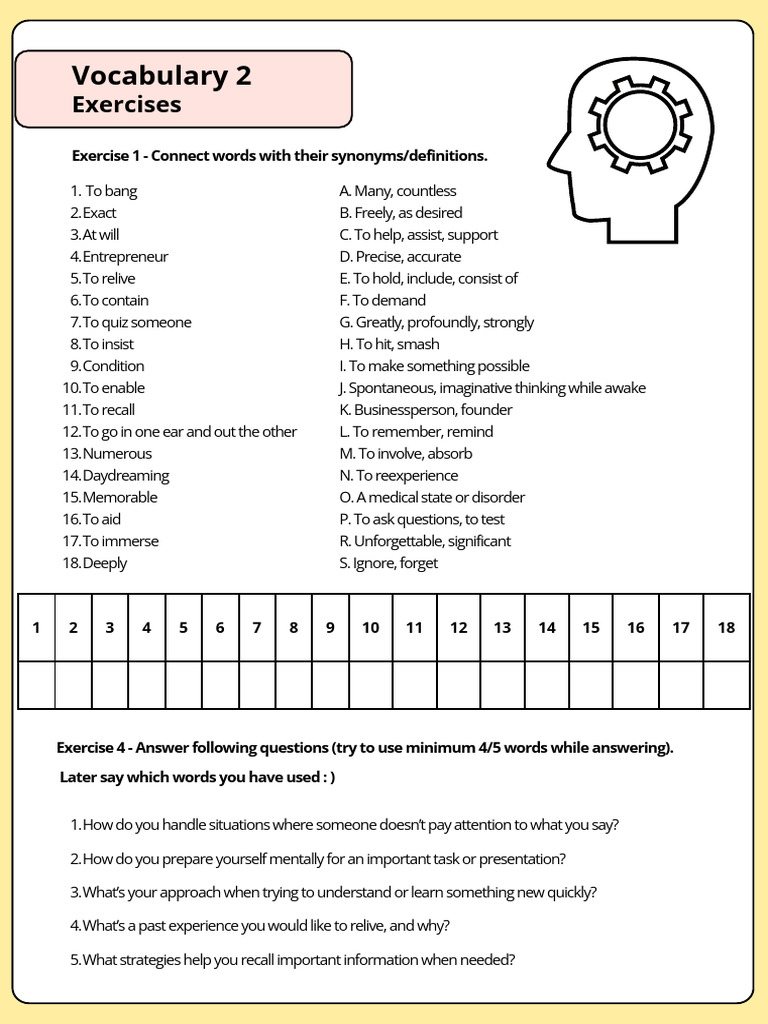 Vocabulary 2 | PDF | Vocabulary | Neuroscience