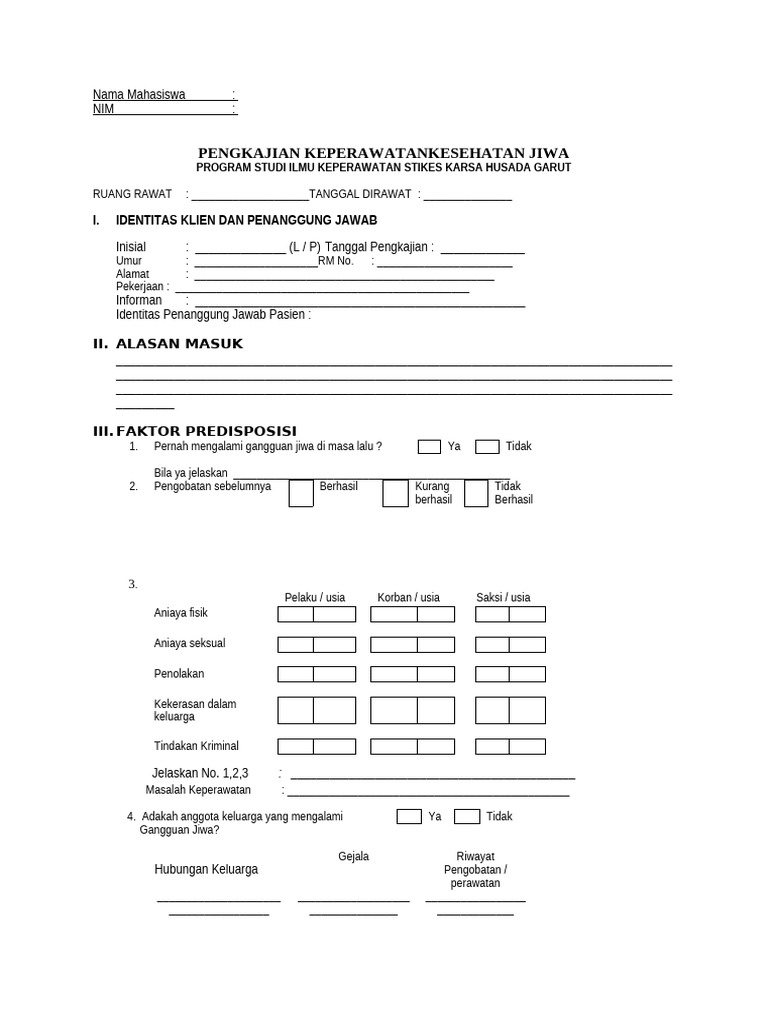 Format Askep Jiwa | PDF | Kesehatan Holistik
