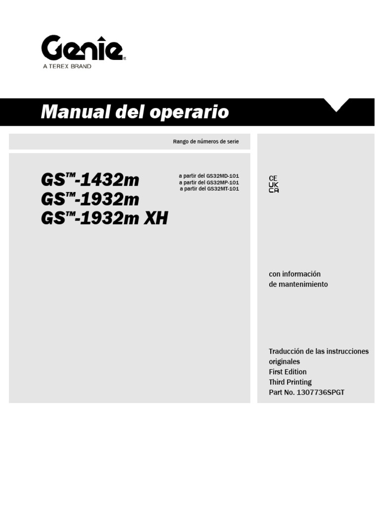 Manual Del Operador Genie GS 1432 | PDF | Electricidad | Ingenieria ...