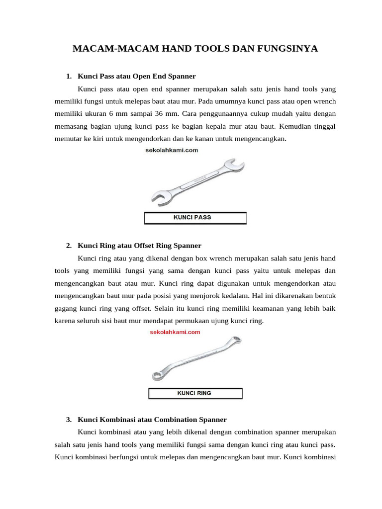 Jenis dan Fungsi Hand Tools | PDF