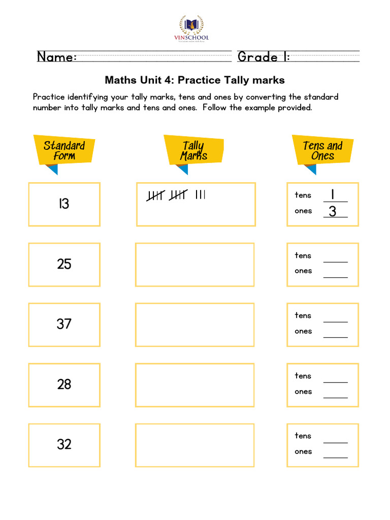 Maths U4 Tally Marks, Tens and Ones | PDF
